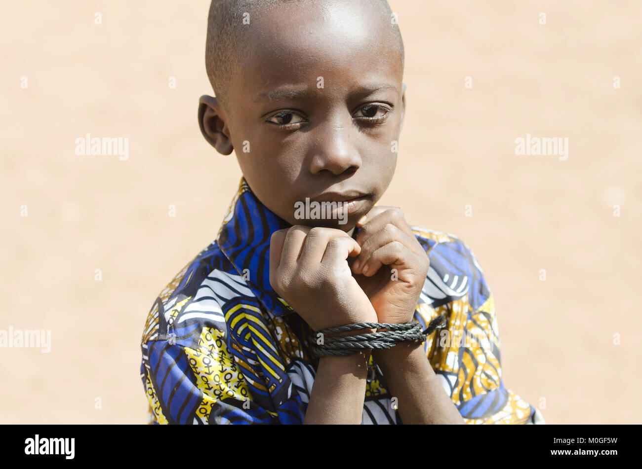 African Black Boy Slavery Refugee Symbol with Copy Space Stock Photo ...