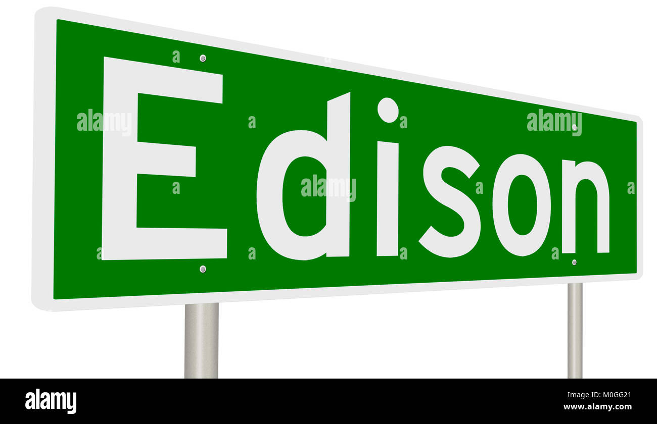 A 3d rendering of a green highway sign Stock Photo - Alamy