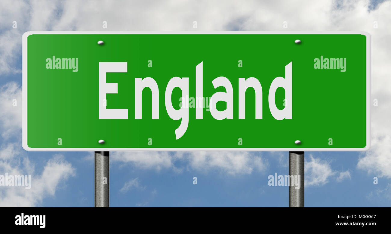 A 3d rendering of a green highway sign Stock Photo - Alamy