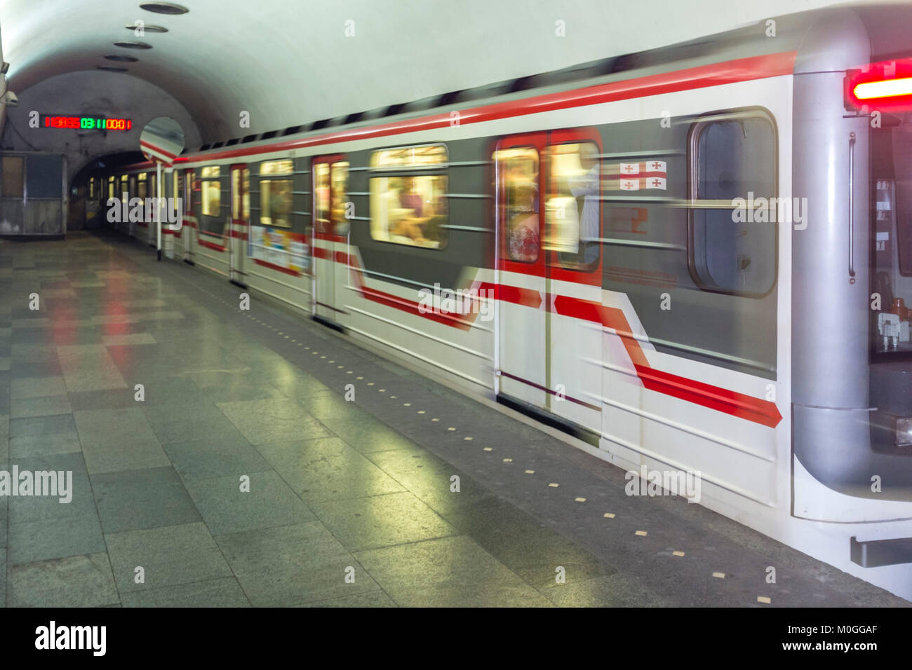 Tbilisi, Georgia, Eastern Europe - Tbilisi Metro train on a platform at ...
