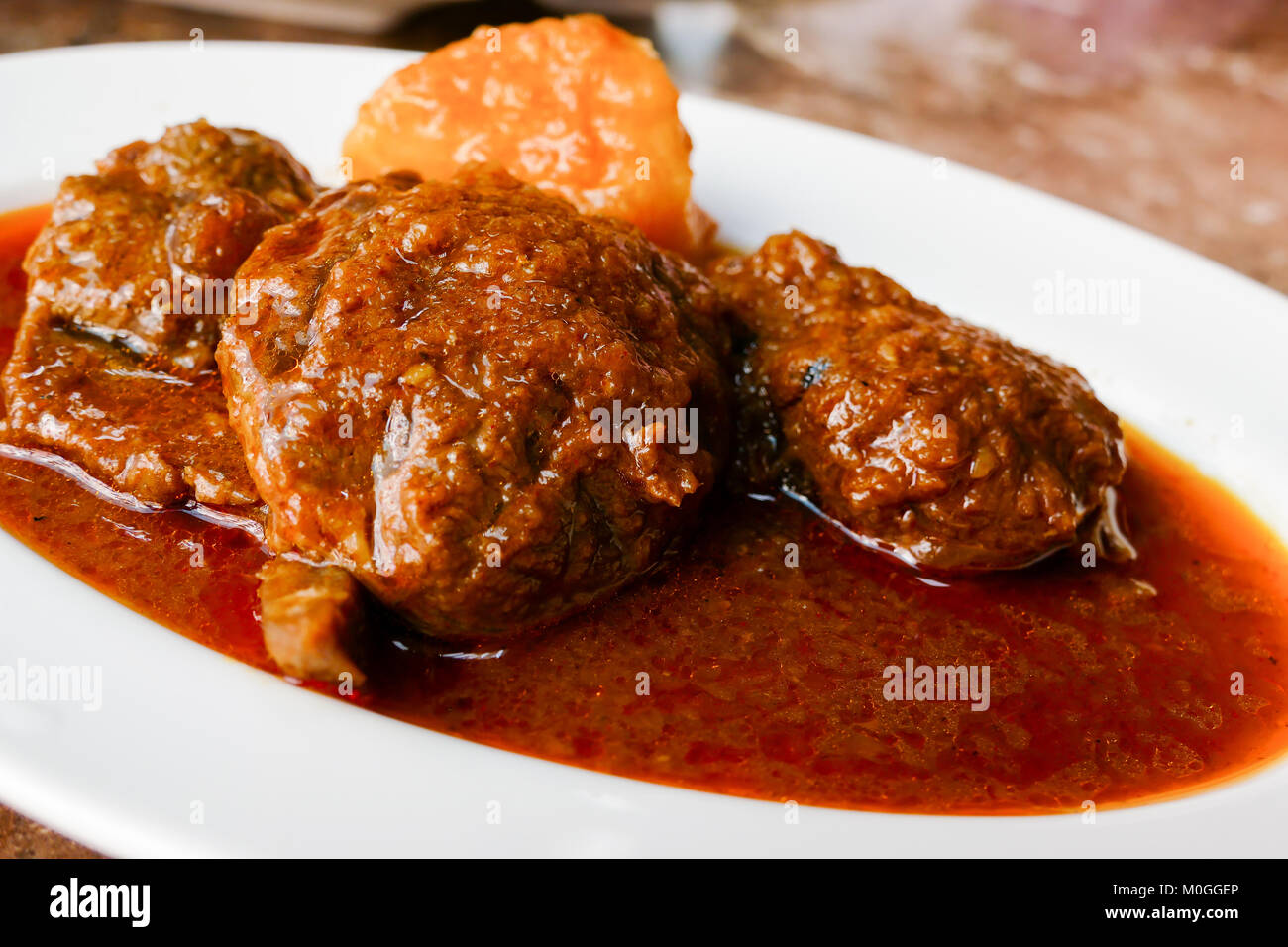 Beef curry prepared Burmese style, Myanmar traditional food Stock Photo ...