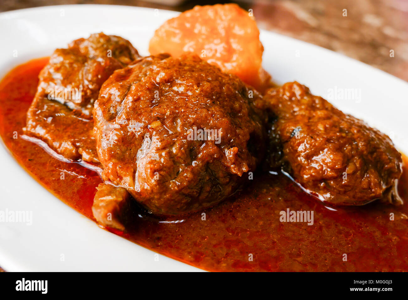 Beef curry prepared Burmese style, Myanmar traditional food Stock Photo ...