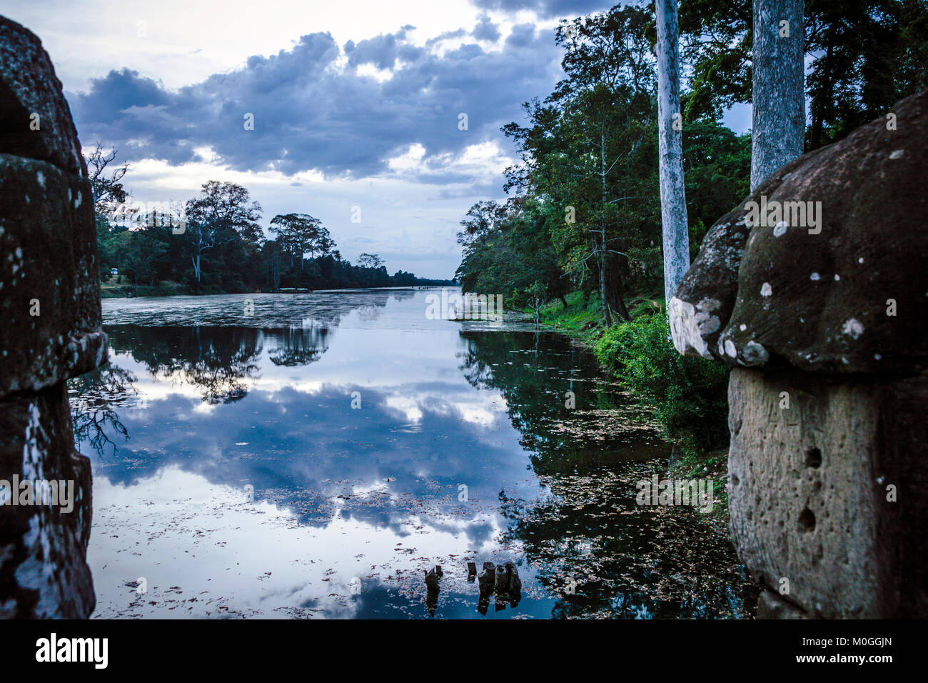 Moat at South Gate, Bayon Temple, Angkor Thom, Cambodia Stock Photo - Alamy