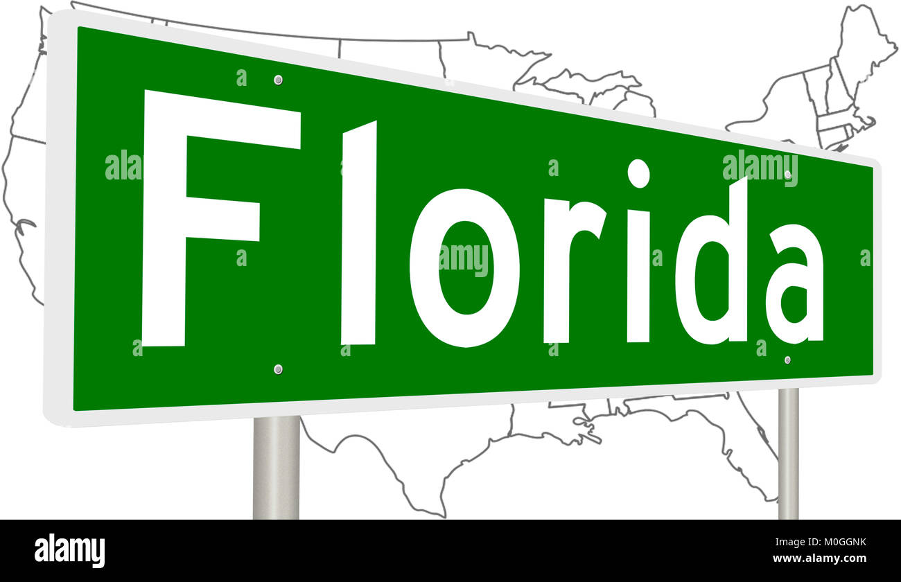 A 3d rendering of a green highway sign Stock Photo - Alamy