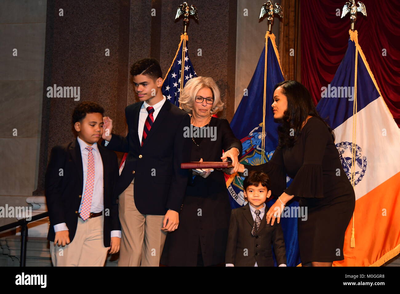 New York City, United States. 21st Jan, 2018. DA Eric Gonzalez's family ...
