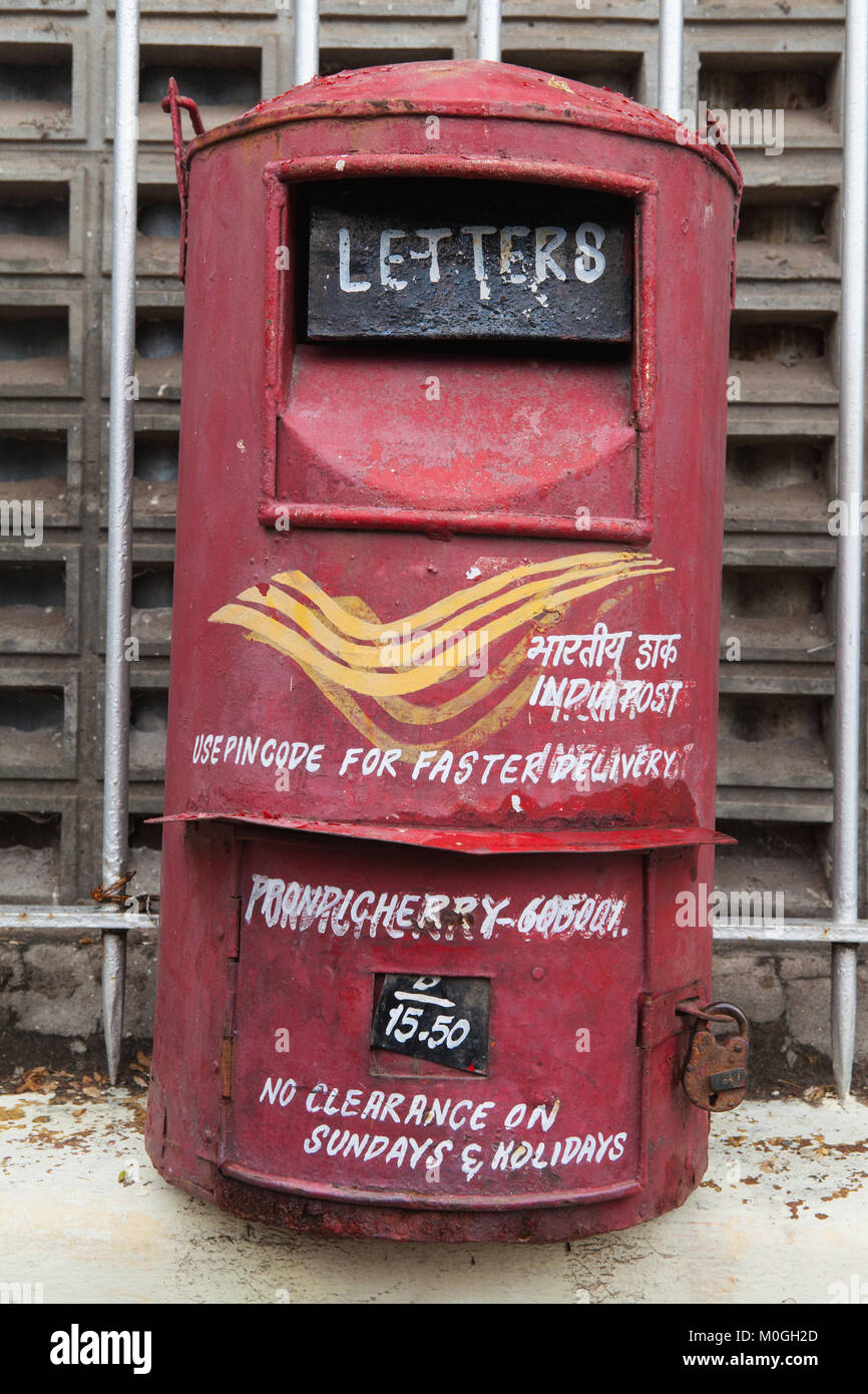 India, Pondicherry, Letter box in Pondicherry Stock Photo - Alamy