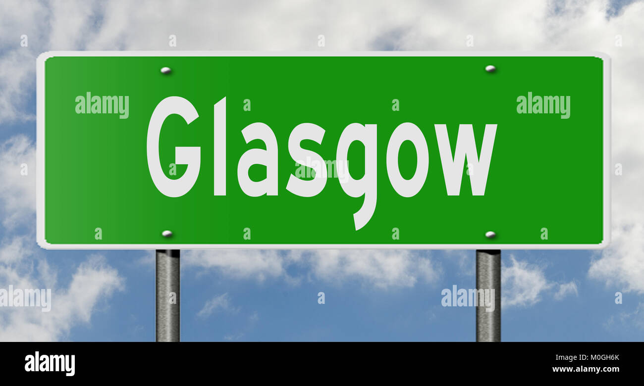 A 3d rendering of a green highway sign Stock Photo - Alamy
