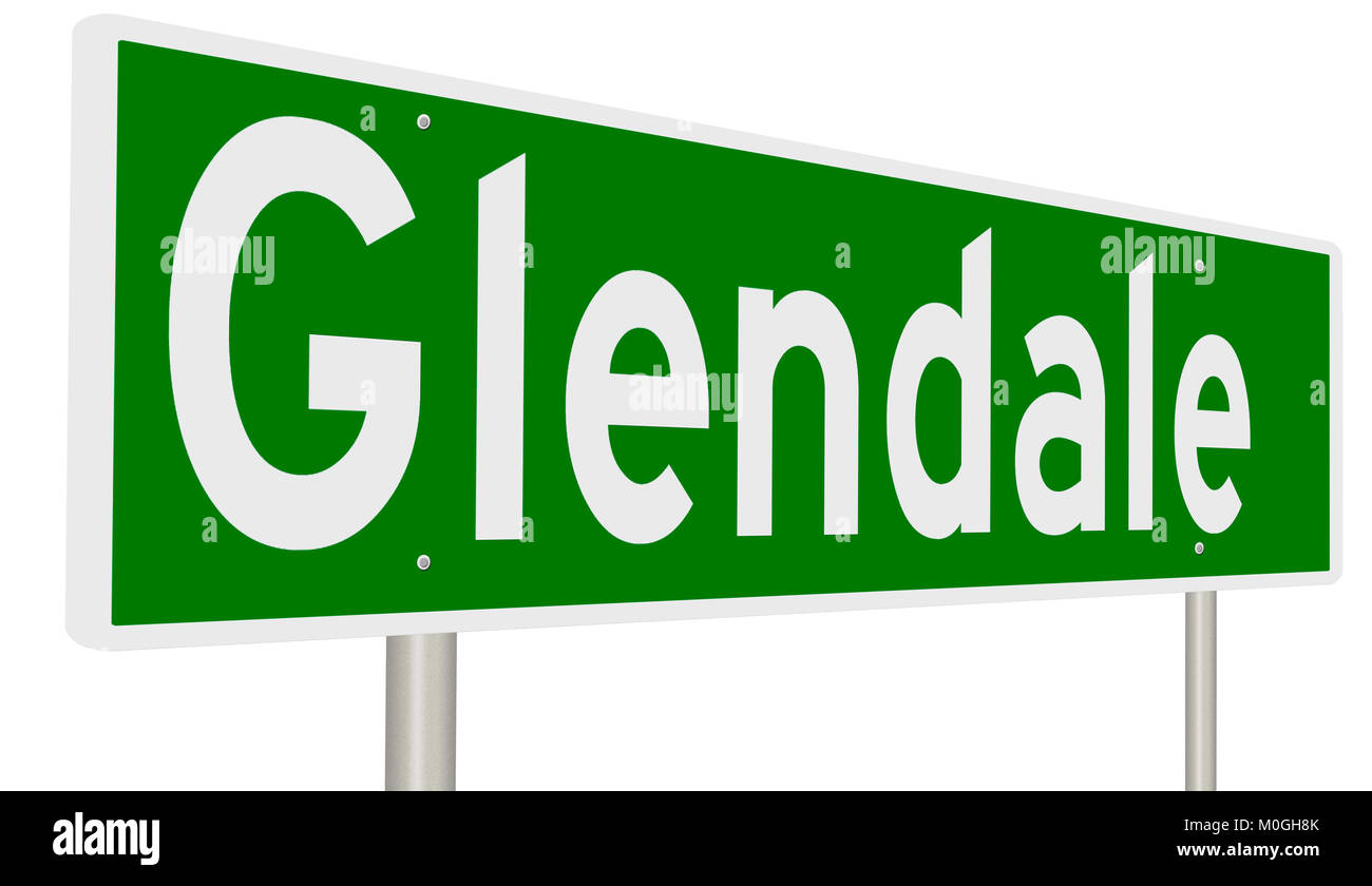 A 3d rendering of a green highway sign Stock Photo - Alamy