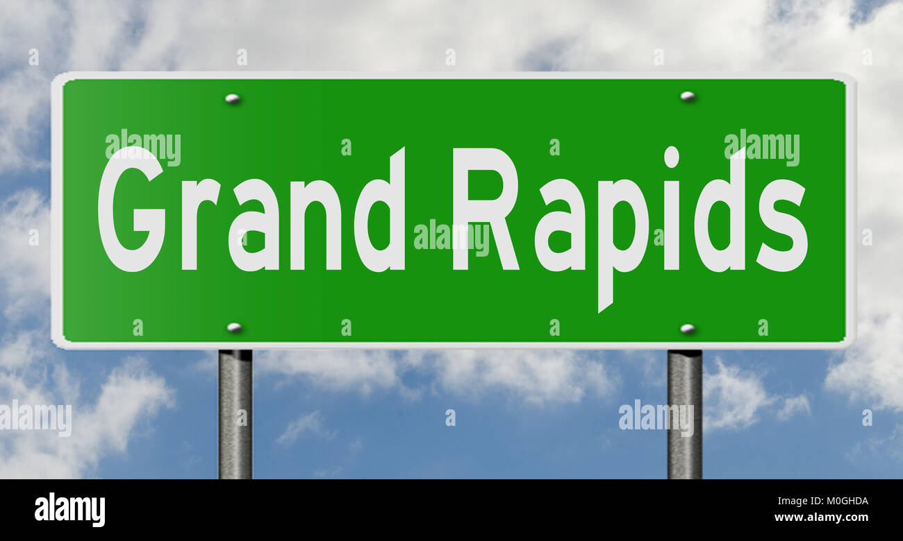 A 3d rendering of a green highway sign Stock Photo - Alamy