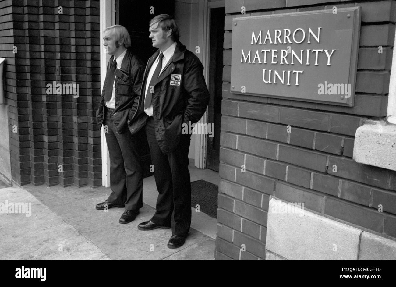 Security guards, Marron Maternity Unit, Oldham Hospital Lancashire ...