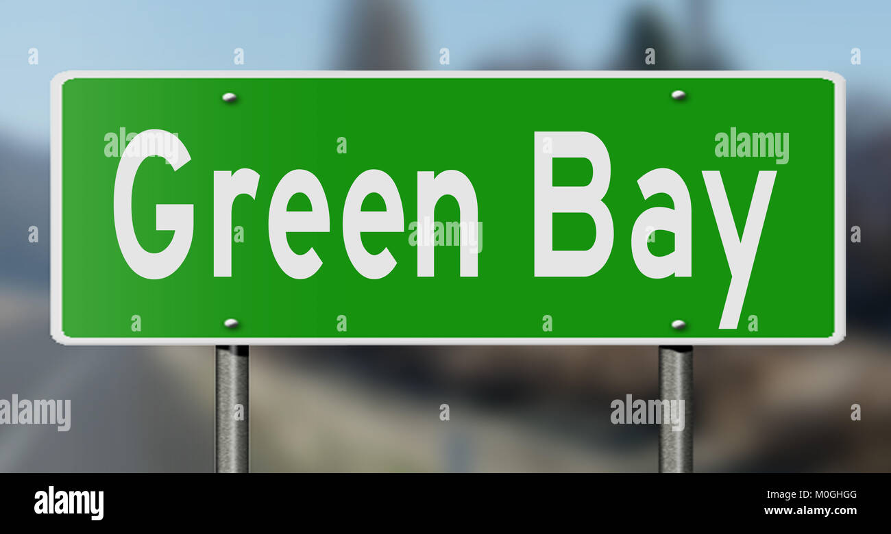 A 3d rendering of a green highway sign Stock Photo - Alamy