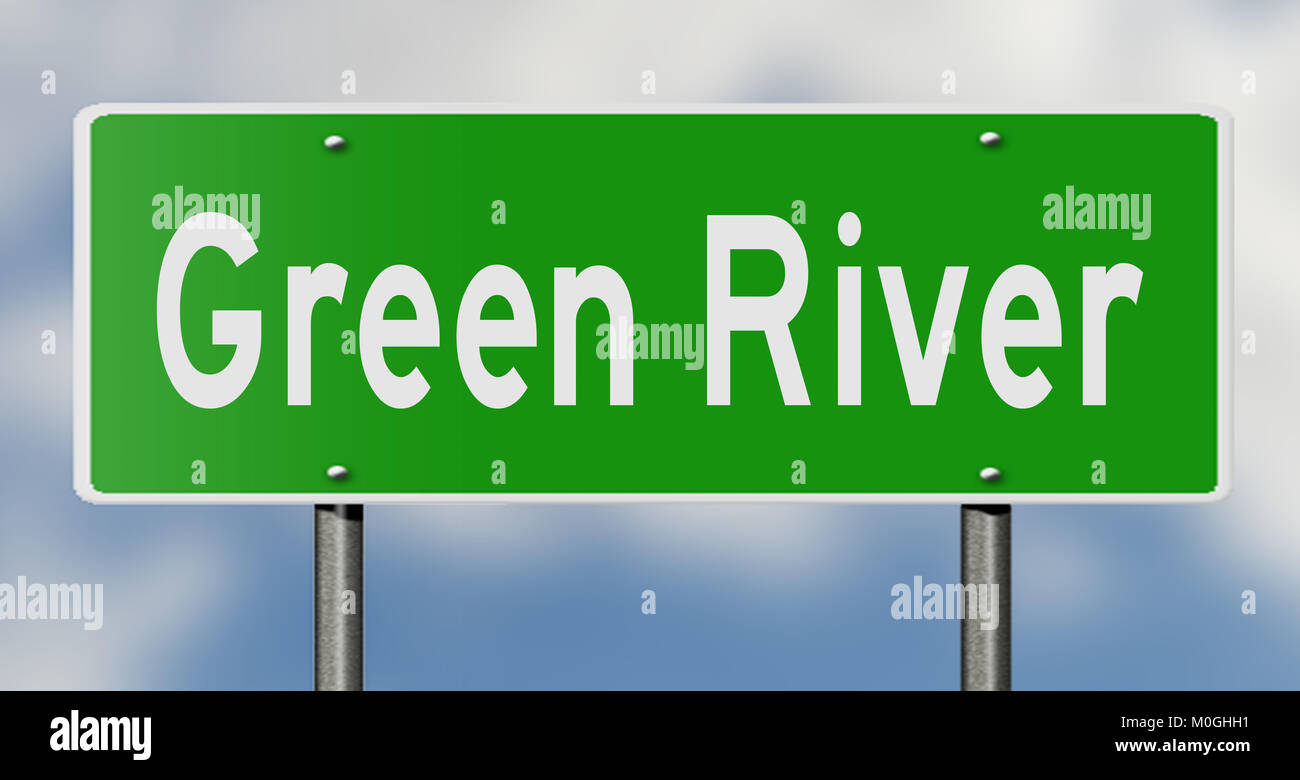 A 3d rendering of a green highway sign Stock Photo - Alamy
