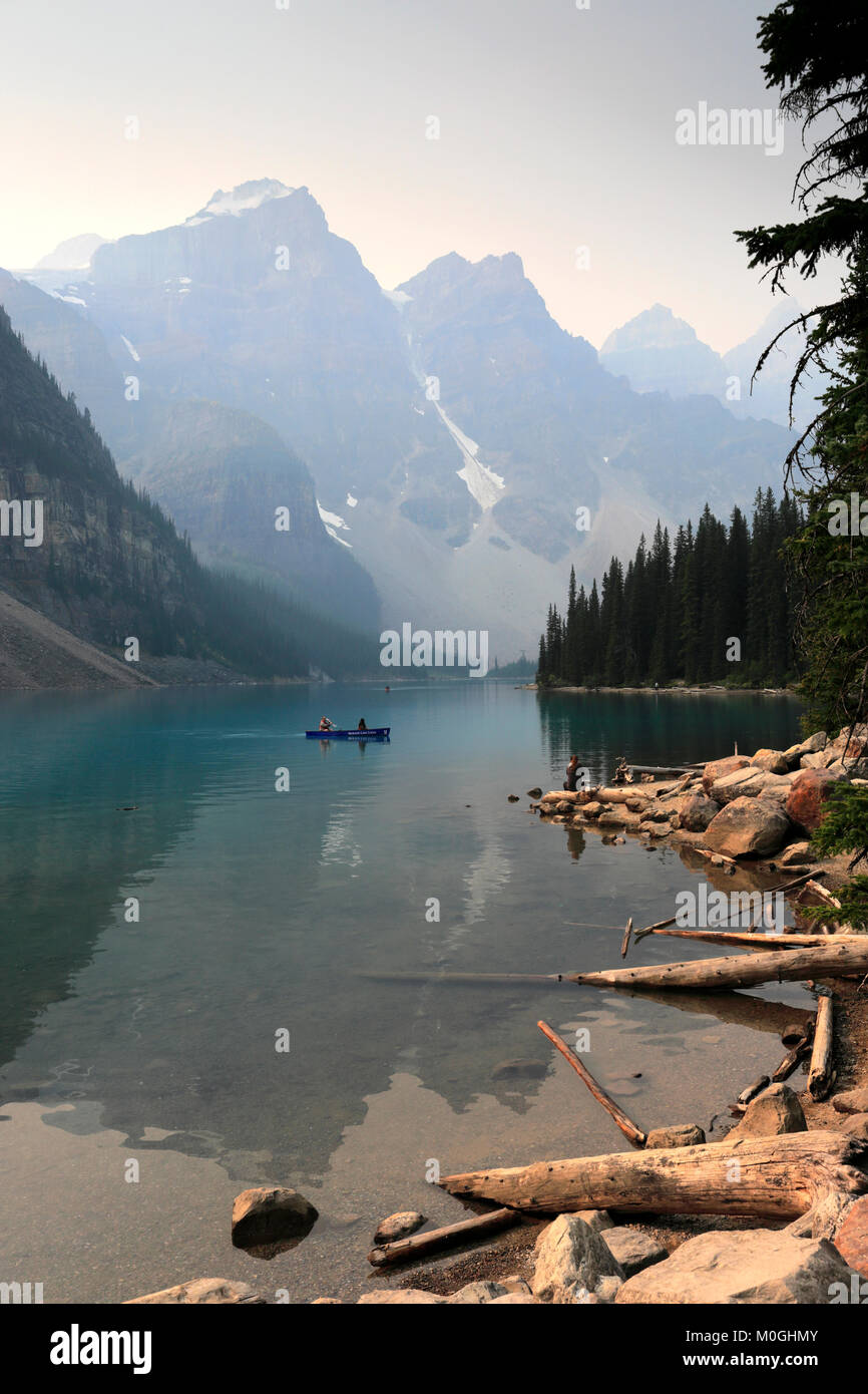 View over the glacial Lake Moraine, Banff national Park, UNESCO World Heritage Site, Rocky ...