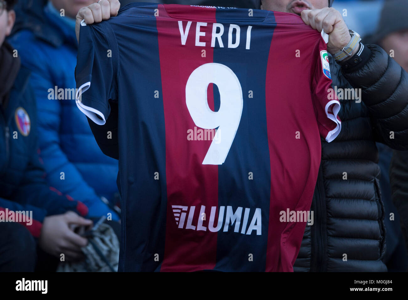Bologna fans with Simone Verdi's jersey during the Italian "Serie A ...