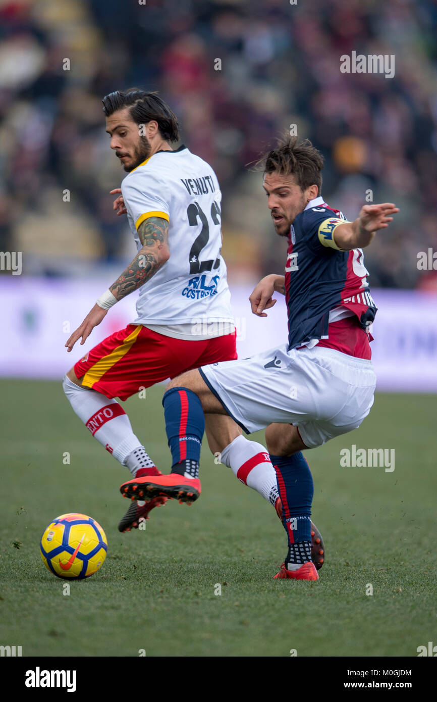 Lorenzo Venuti of Benevento, Simone Verdi of Bologna during the Italian ...