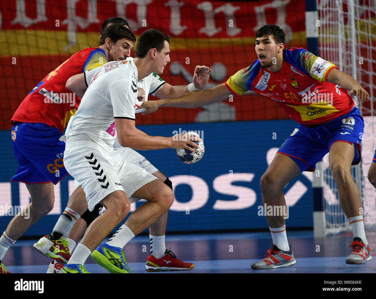 Macedonia's Filip Taleski (2.l) in action against Spain's Daniel ...