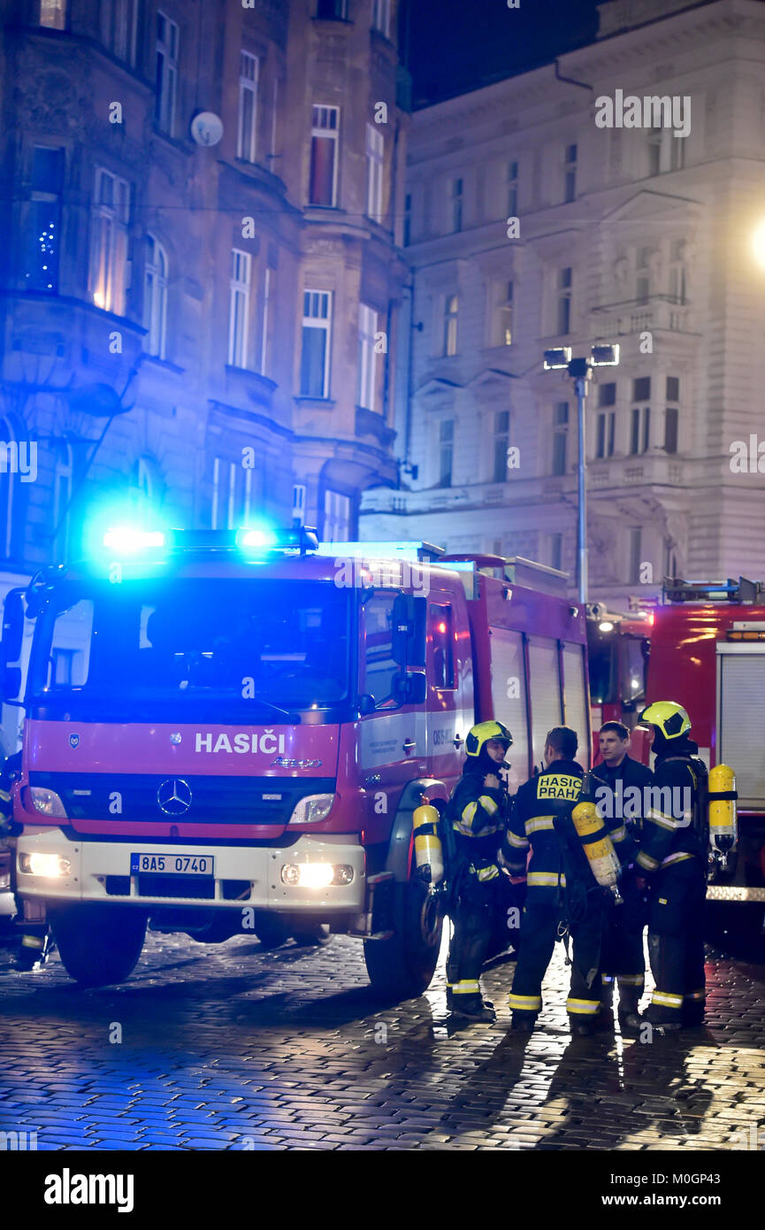 Prague, Czech Republic. 20th Jan, 2018. The Saturday fire in Eurostars ...