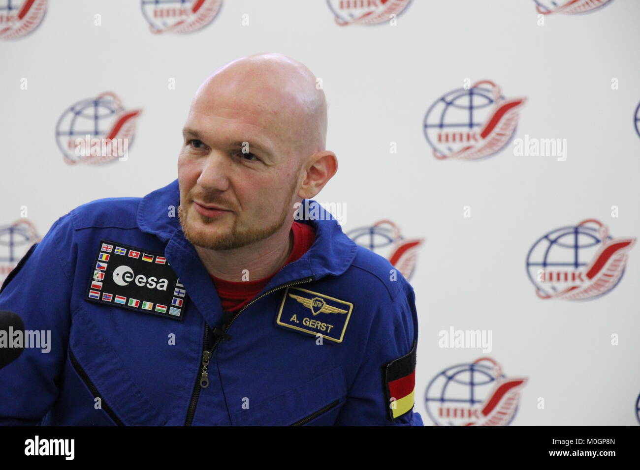 Moscow, Russia. 19th Jan, 2018. German astronaut Alexander Gerst speaks ...