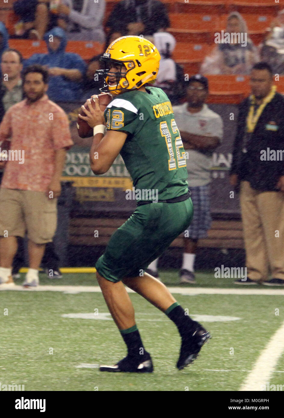 January 20, 2018 - Team Mauka quarterback Chevan Cordeiro #12 (Saint ...