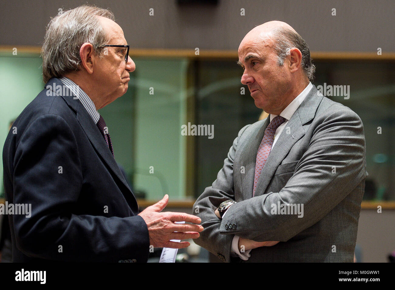 Brussels, Belgium. 22nd Jan, 2018. Pier Carlo Padoan, Italian Minister ...