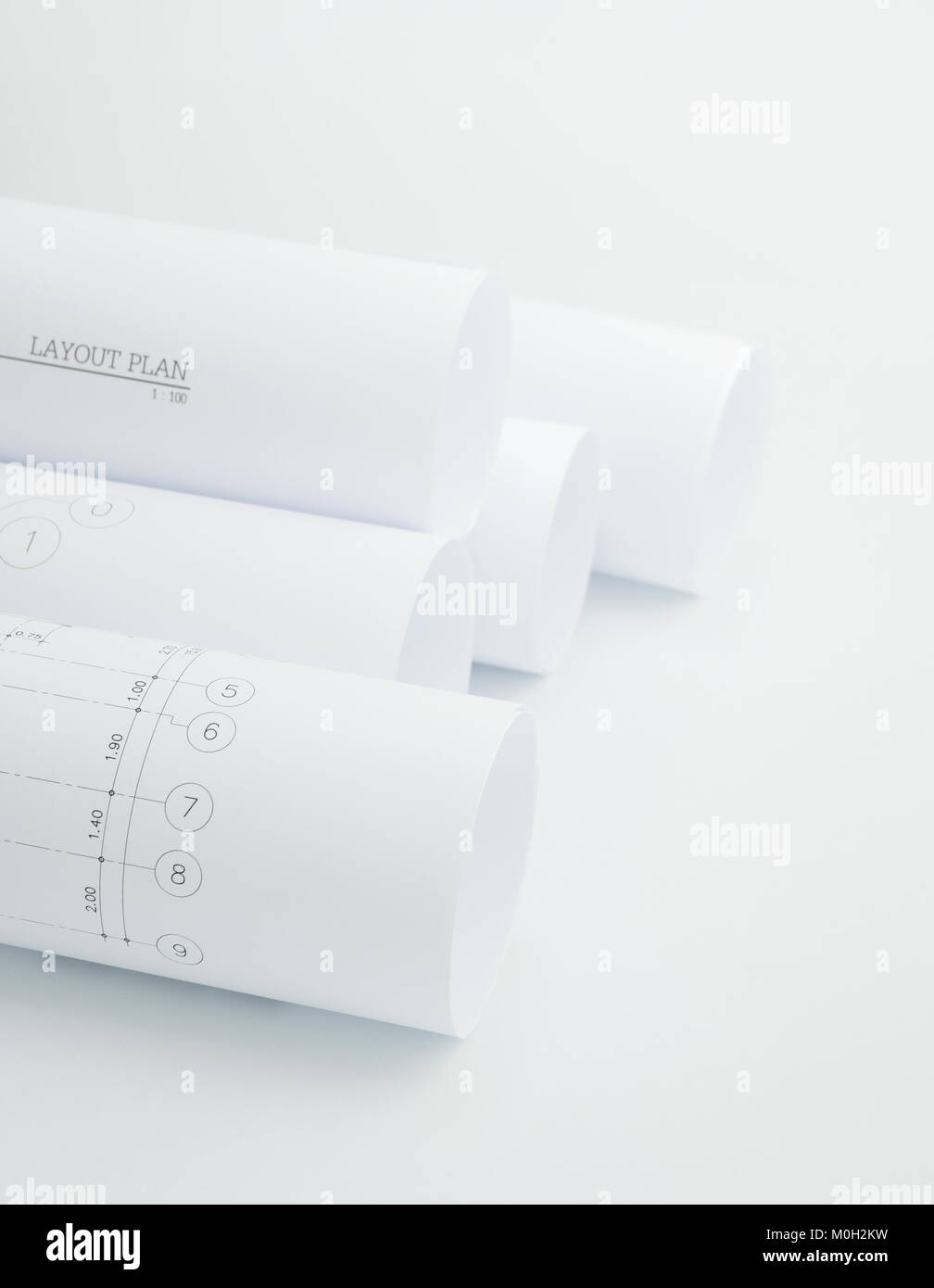 architectural drawing paper rolls of a dwelling for construction Stock ...