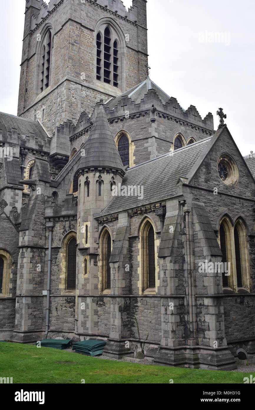 Gothic stone Christ Church Cathedral in Dublin in Ireland Stock Photo ...