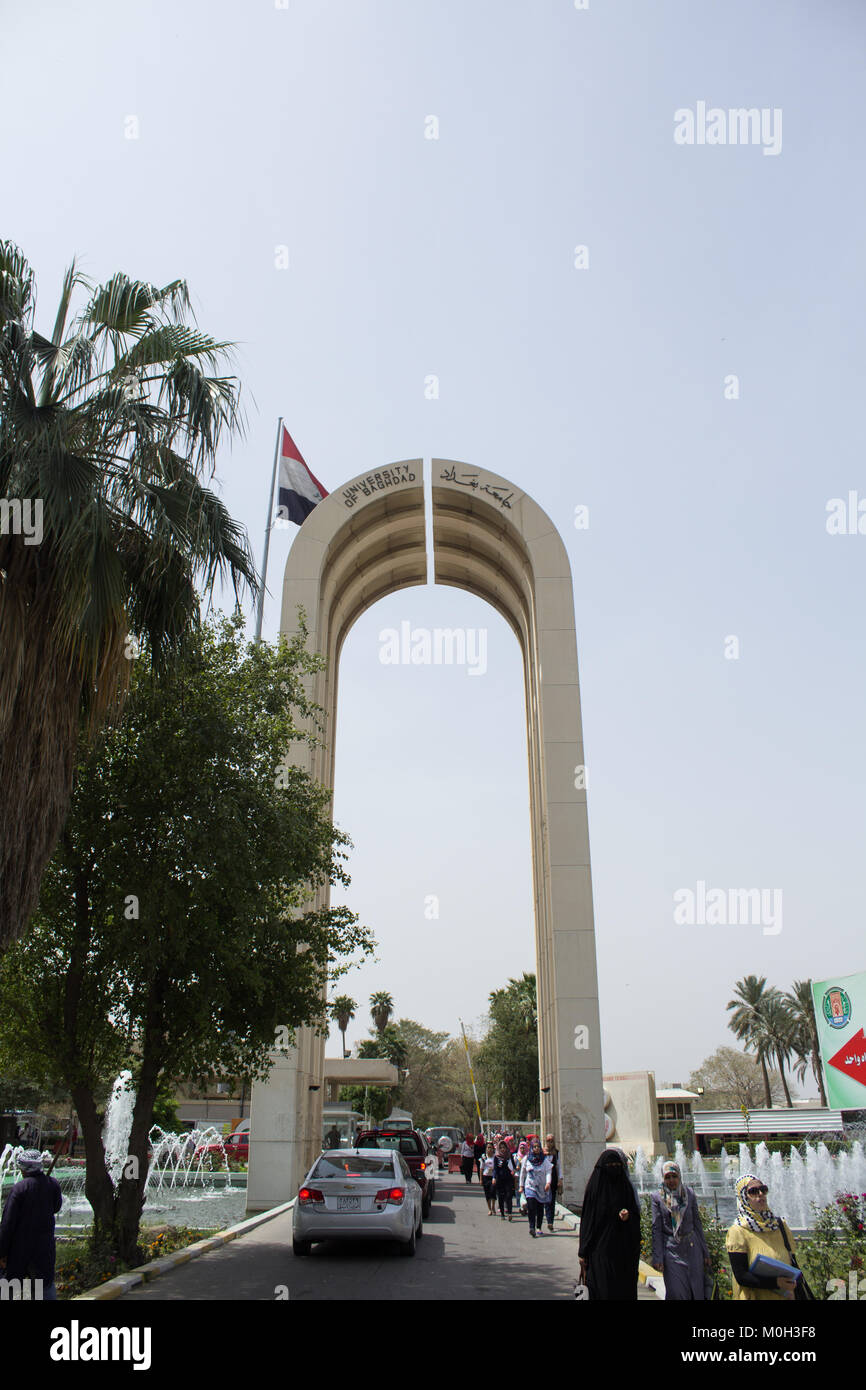 The entrance to the University of Baghdad, the oldest university in ...