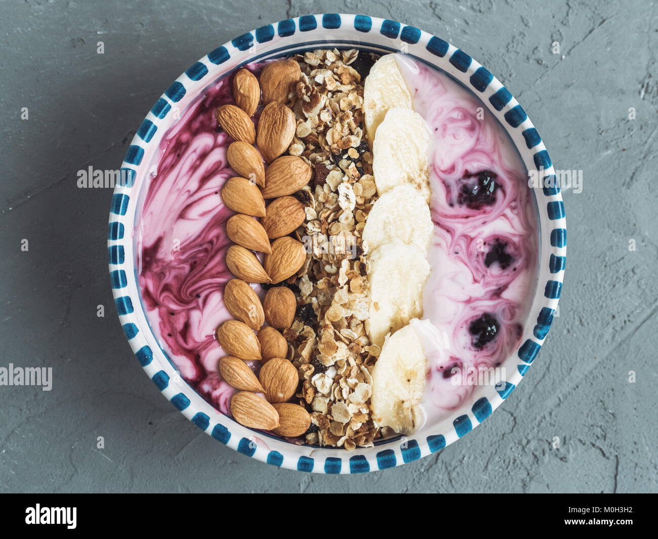 Healthy food - berry smoothie and muesli Stock Photo - Alamy