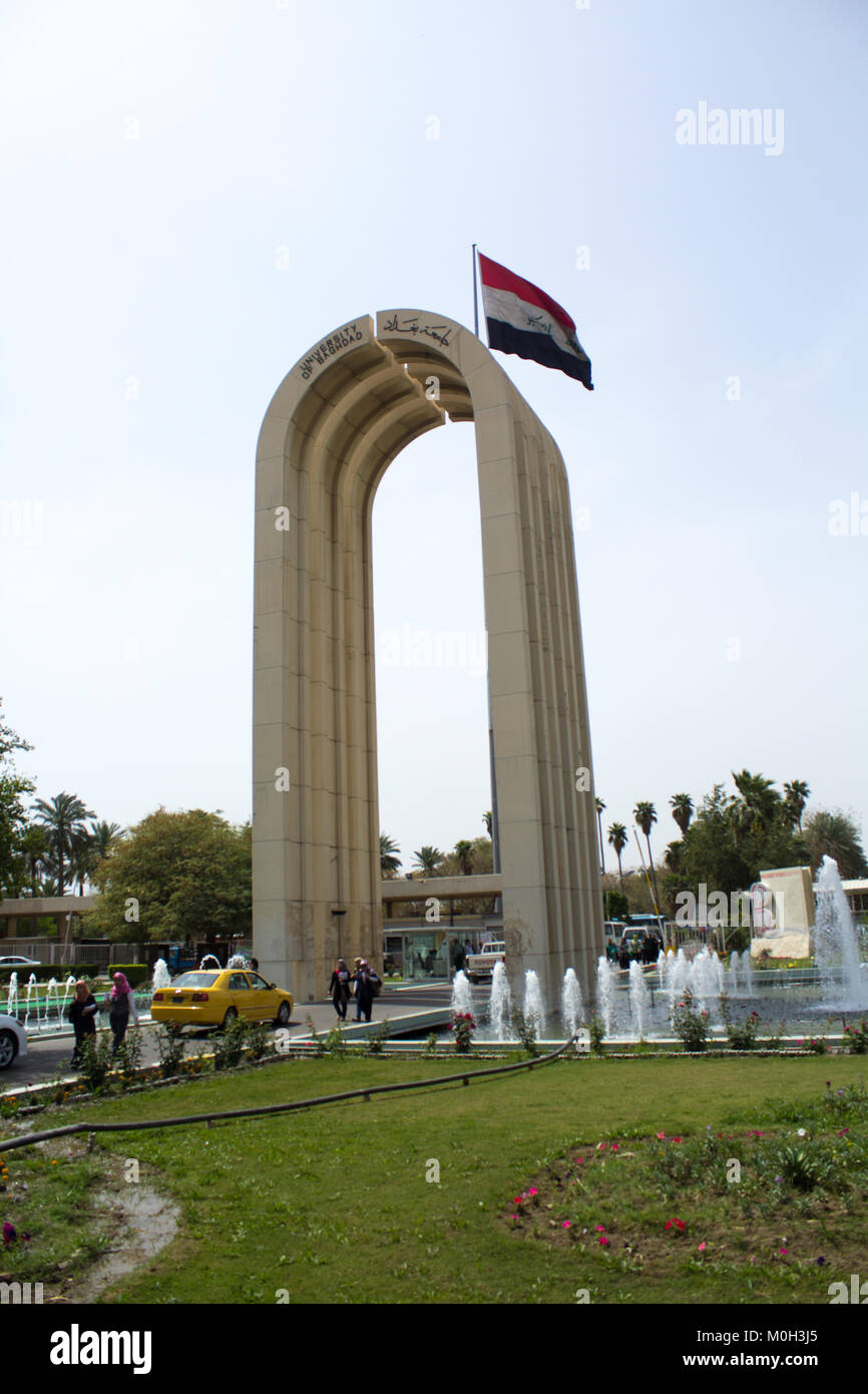 The entrance to the University of Baghdad, the oldest university in ...