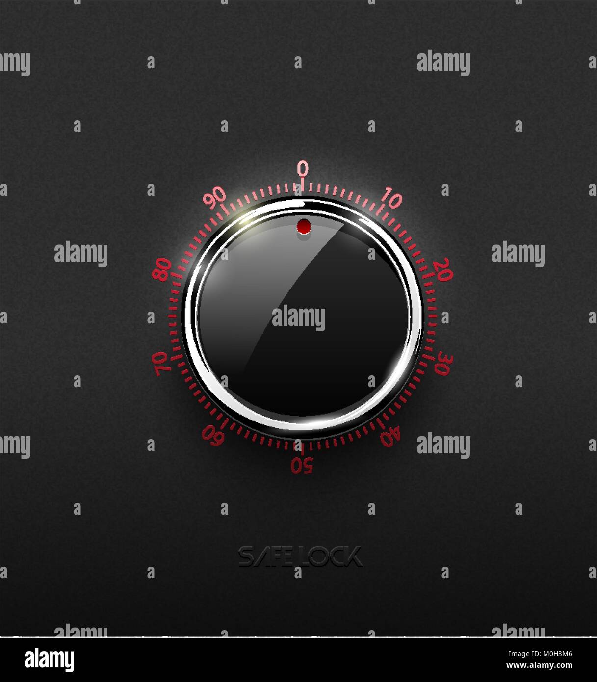 Realistic glass black combination safe lock volume element with chrome ...