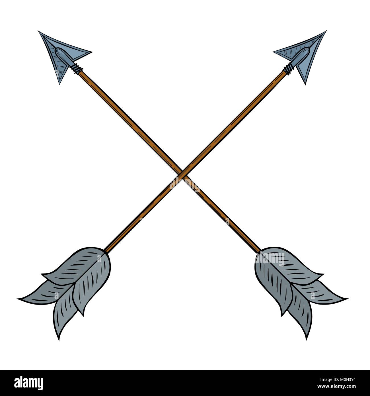 Crossed arrows. Hand drawn tribal label vector illustration isolated on ...