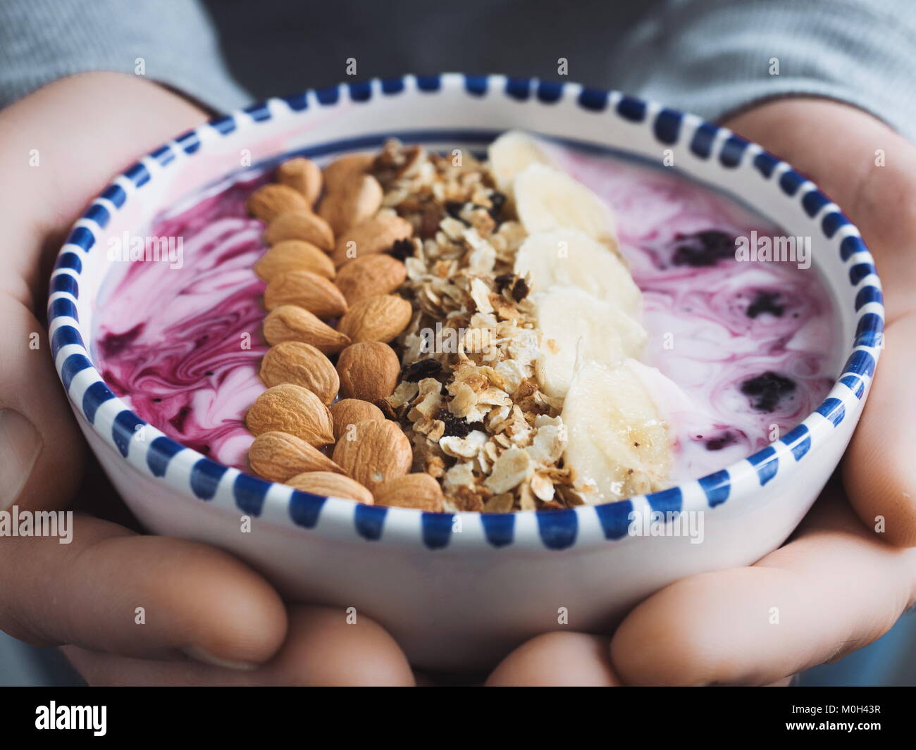 Healthy food - berry smoothie and muesli Stock Photo - Alamy