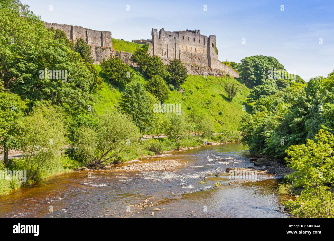 A view of the imposing Richmond Castle in Yorkshire, England, with the ...