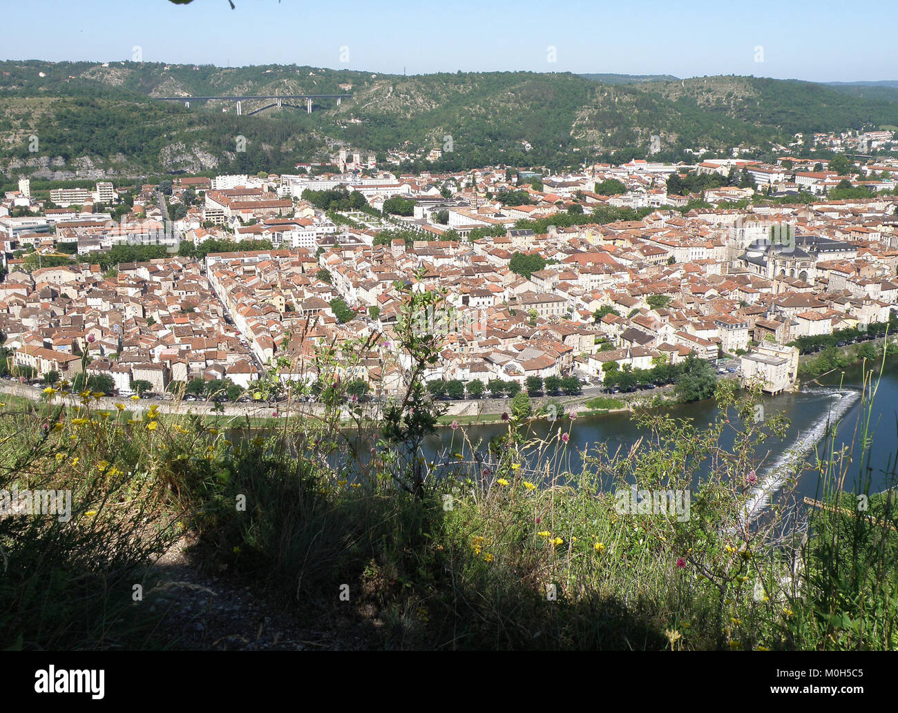 Cahors, a town in southwestern France, is depicted in a general view ...