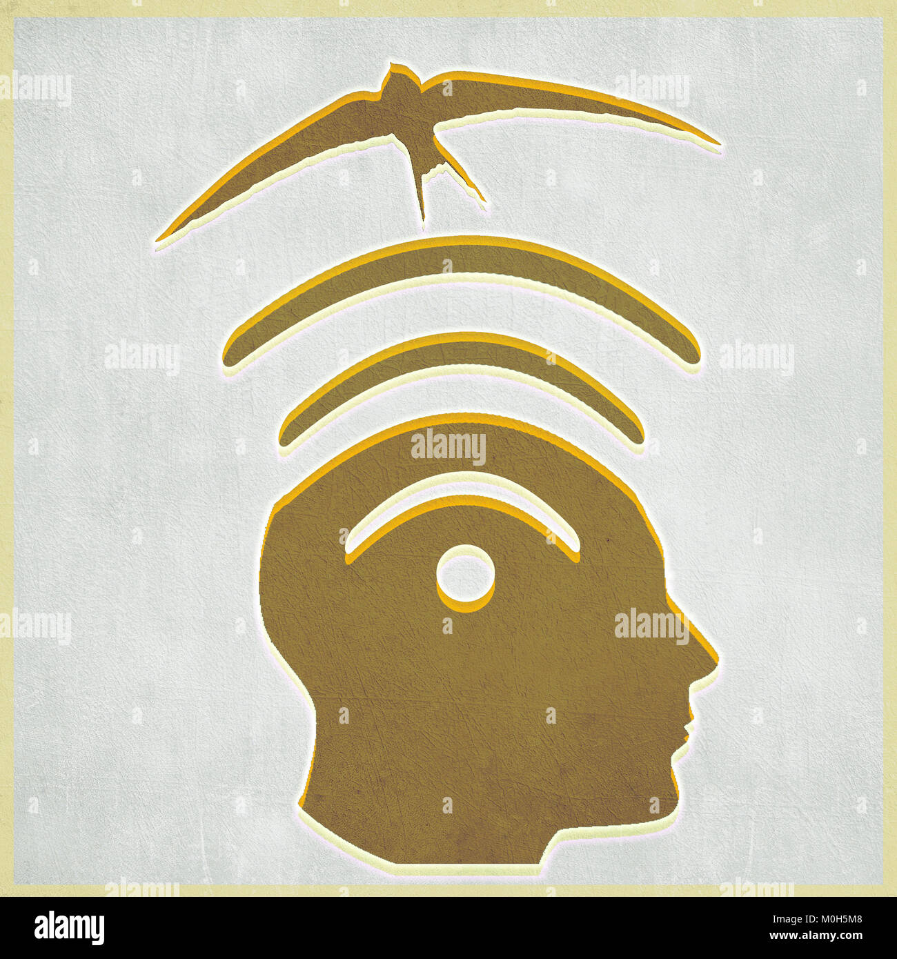 wi fi symbol with human head and flying bird Stock Photo - Alamy