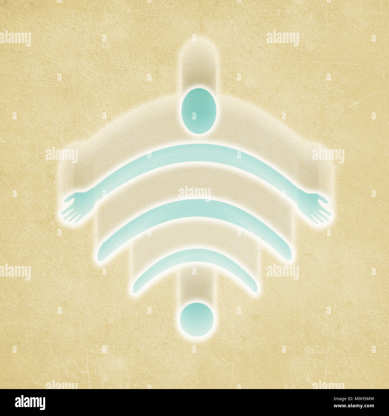 wi fi symbol with flying human figure digital illustration Stock Photo ...