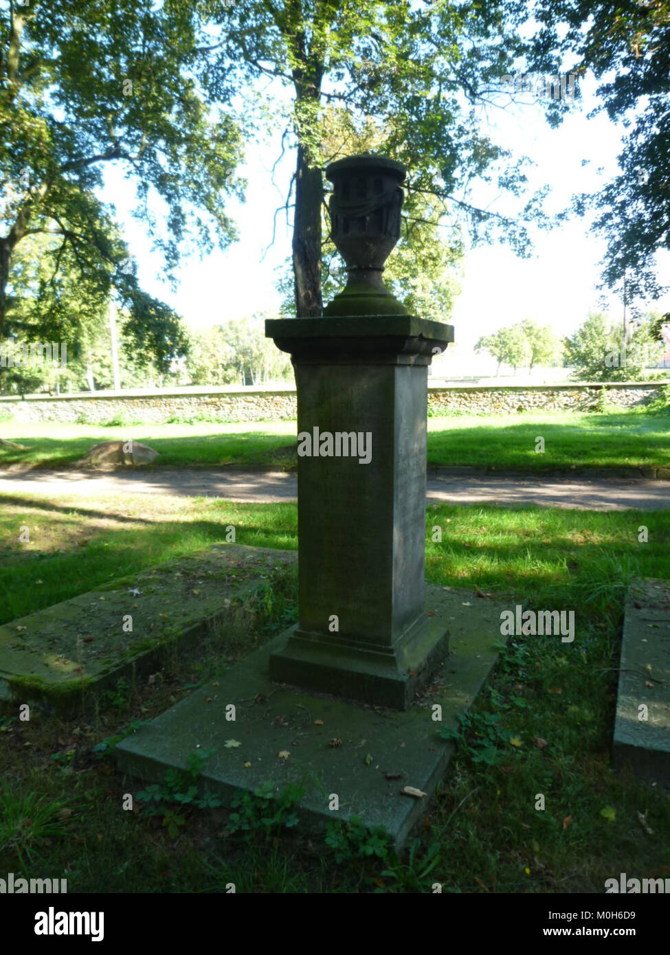 The Calvarde Cemetery, with a memorial stele from 2011, is a modern ...