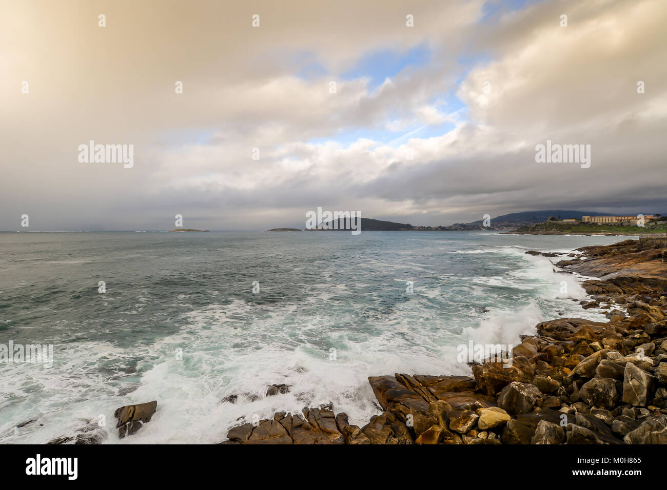 The stormy Atlantic Ocean near Baiona - Galicia, Spain Stock Photo - Alamy