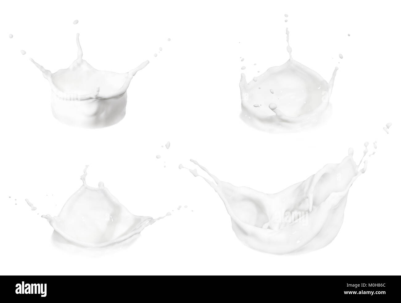 milk splashes collection Stock Photo - Alamy