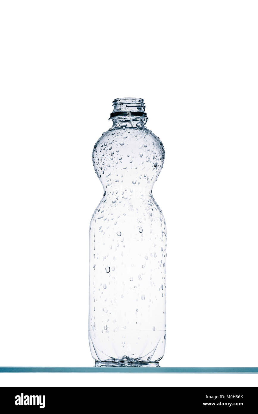 empty wet plastic water botle isolated on white Stock Photo - Alamy