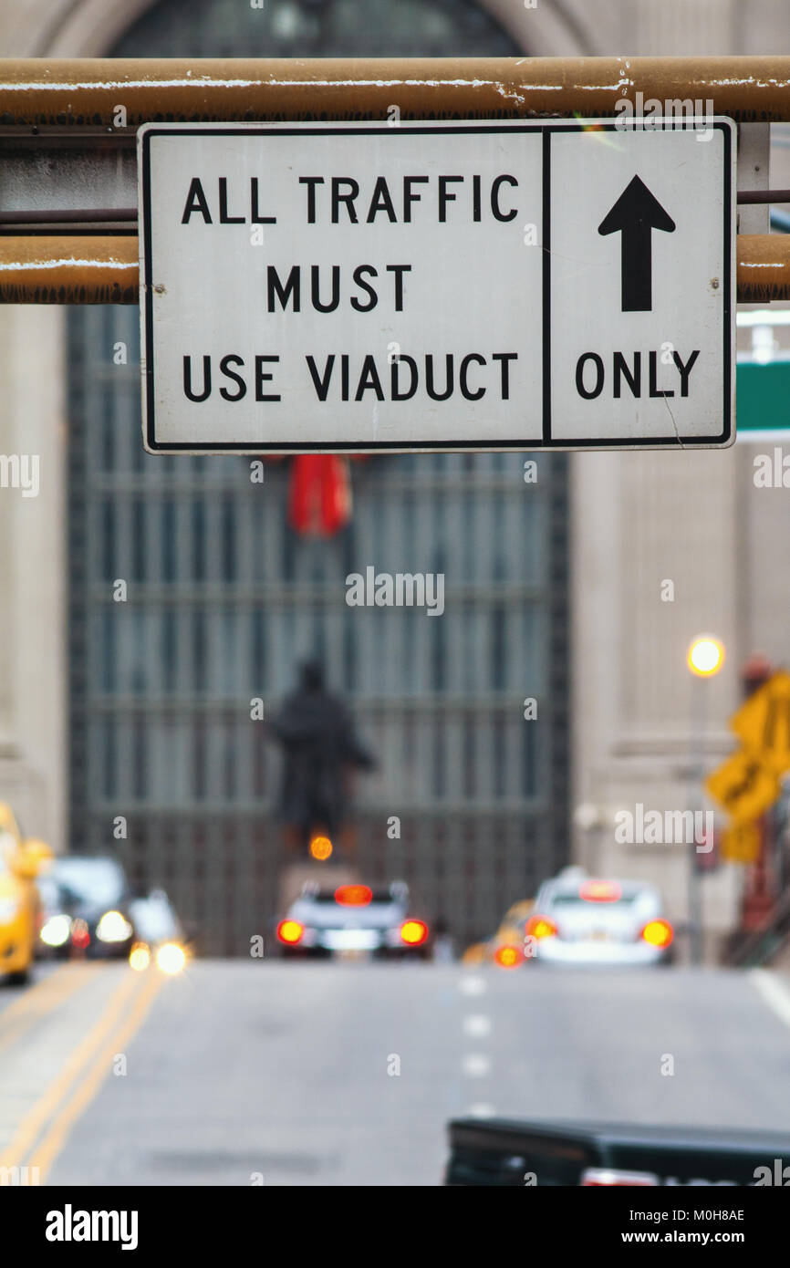 New York, USA - December 2017: Grand Central viaduct - sign Stock Photo ...