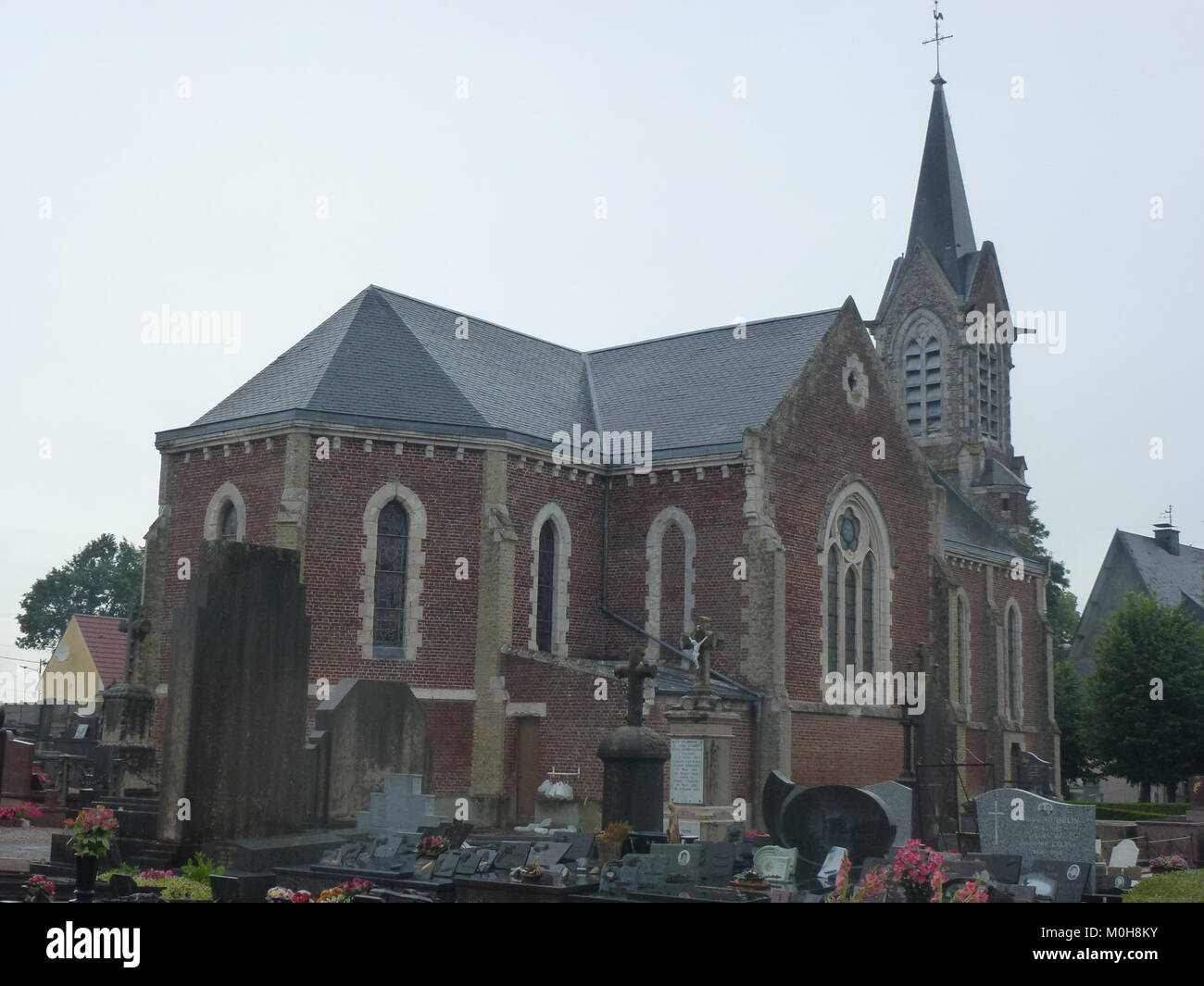 Photograph of the church in Brêmes, Pas-de-Calais, France, depicting ...