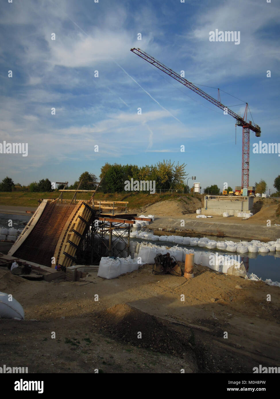 A 2013 bridge construction project over the Weiße Elster River near ...