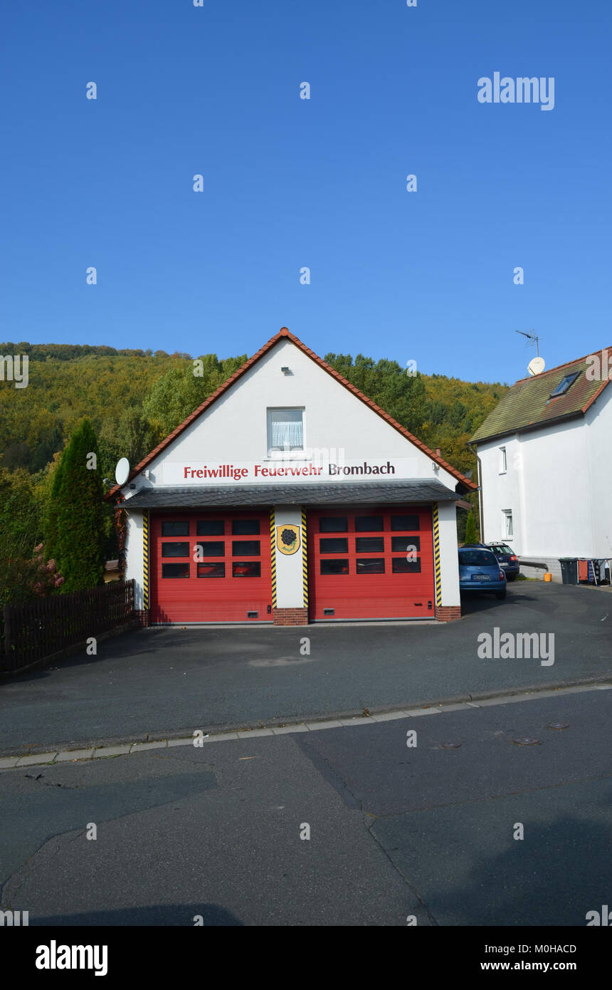 Fire station located on Usinger Straße in Brombach, Germany. The ...