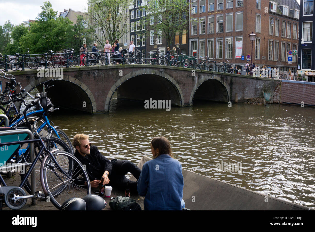 Amsterdam. The famous Canals and bridges of Old Amsterdam Stock Photo ...