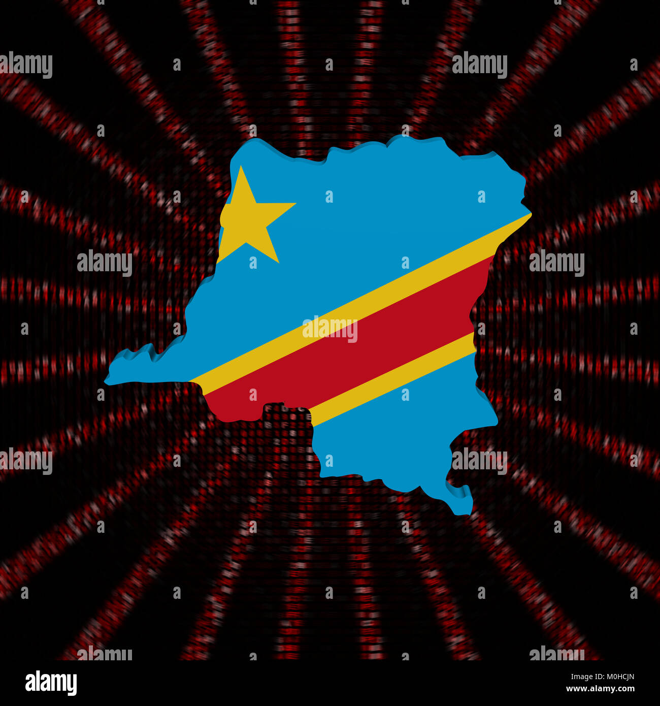 Democratic Republic Congo map flag on red hex code burst illustration ...