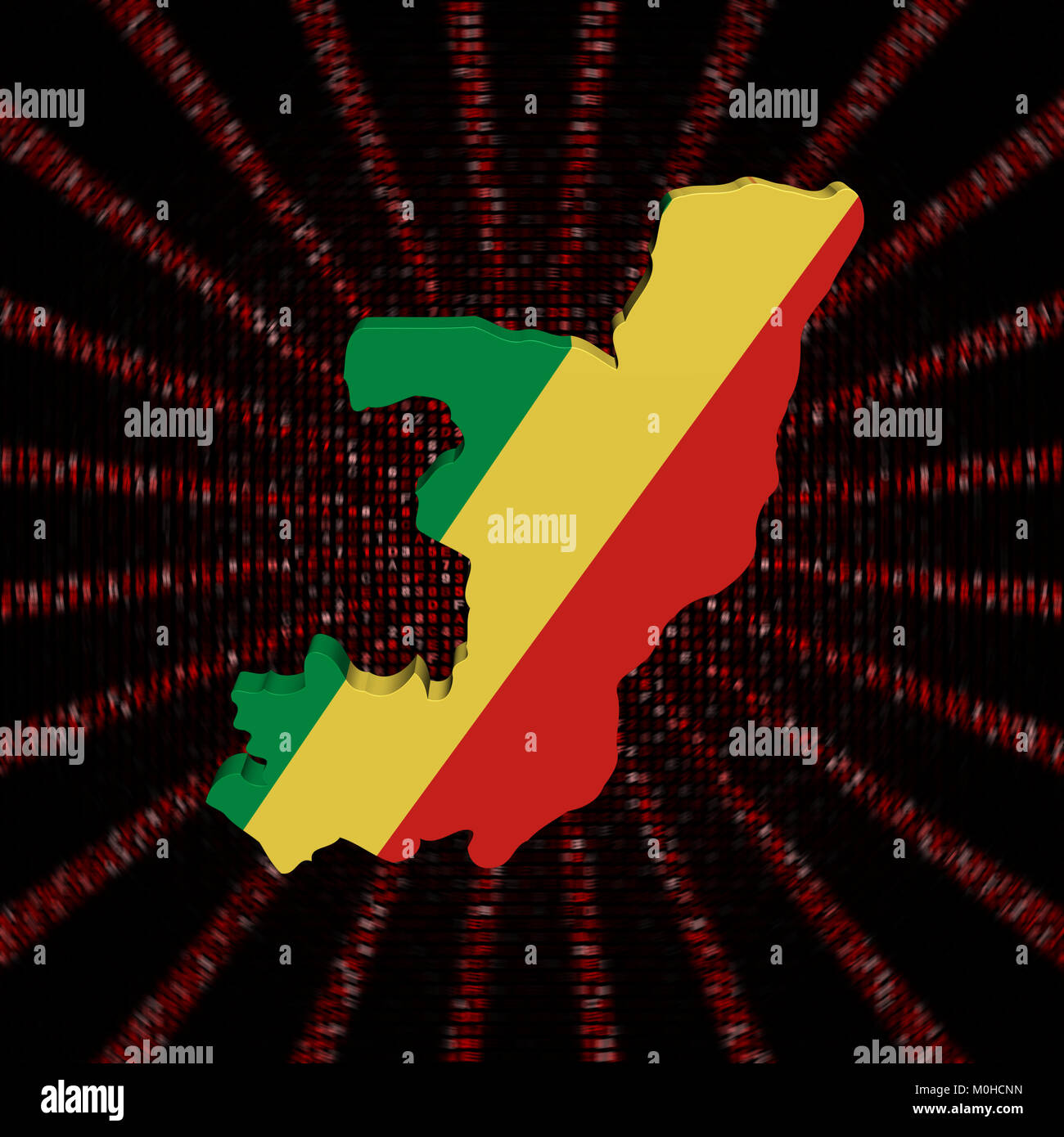 Republic Congo map flag on red hex code burst illustration Stock Photo ...