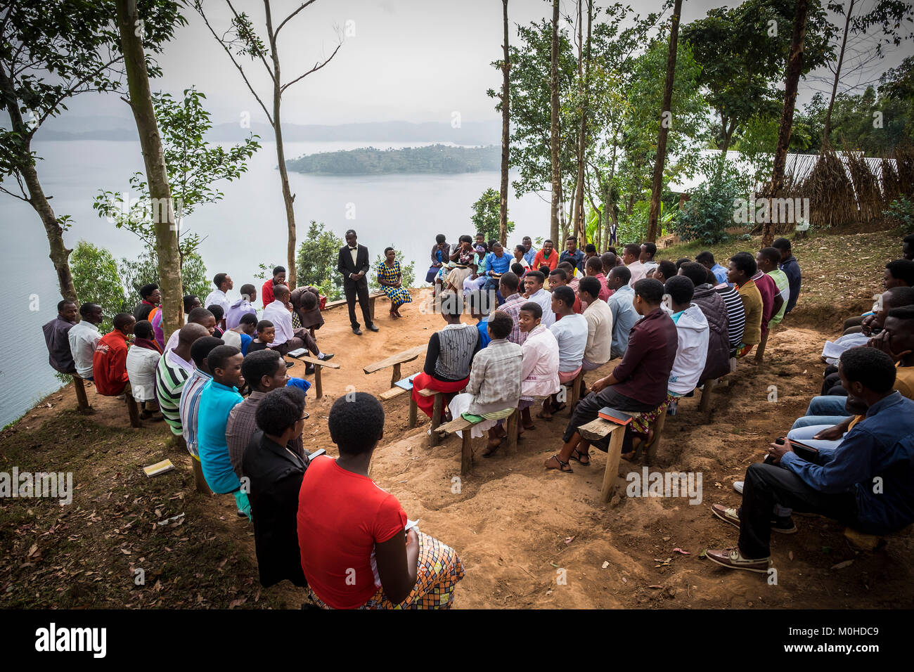 Rwanda, Burera lake, surrounding of Kidaho, Catholic religion ceremony ...
