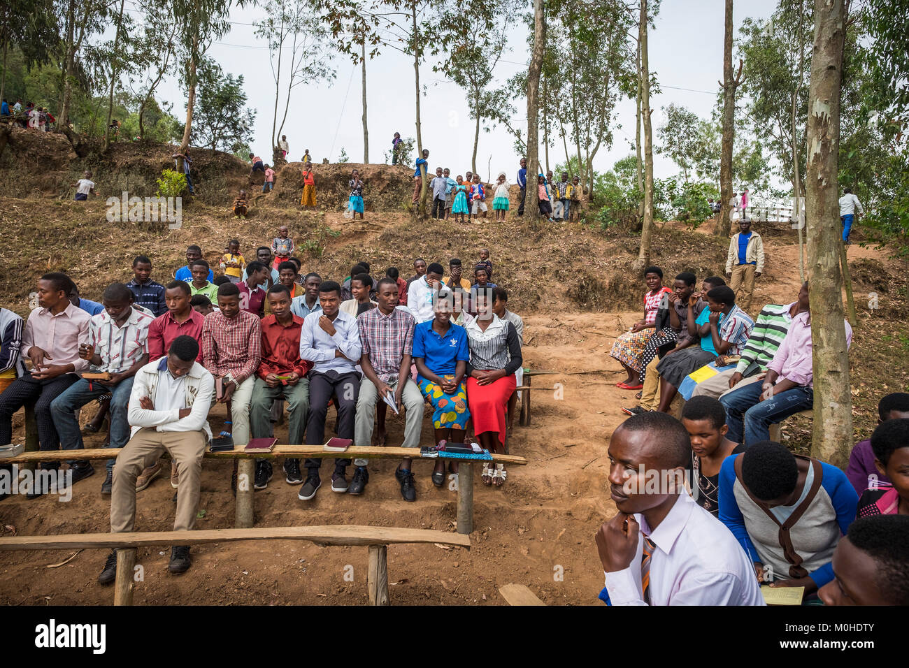 Rwanda, Burera lake, surrounding of Kidaho, Catholic religion ceremony ...