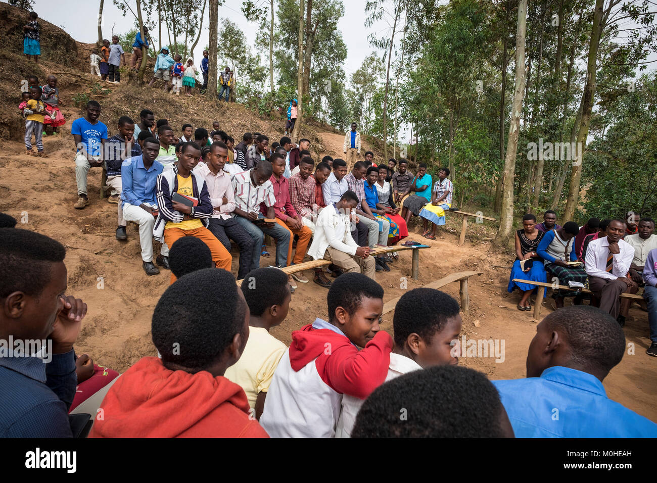 Rwanda, Burera lake, surrounding of Kidaho, Catholic religion ceremony ...